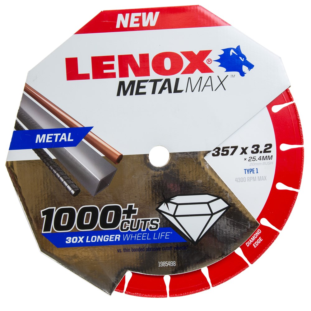 LENOX 357 X 25.4 X 3.2mm L/S METALMAX CUT-OFF WHEEL - AusTech - AusTech