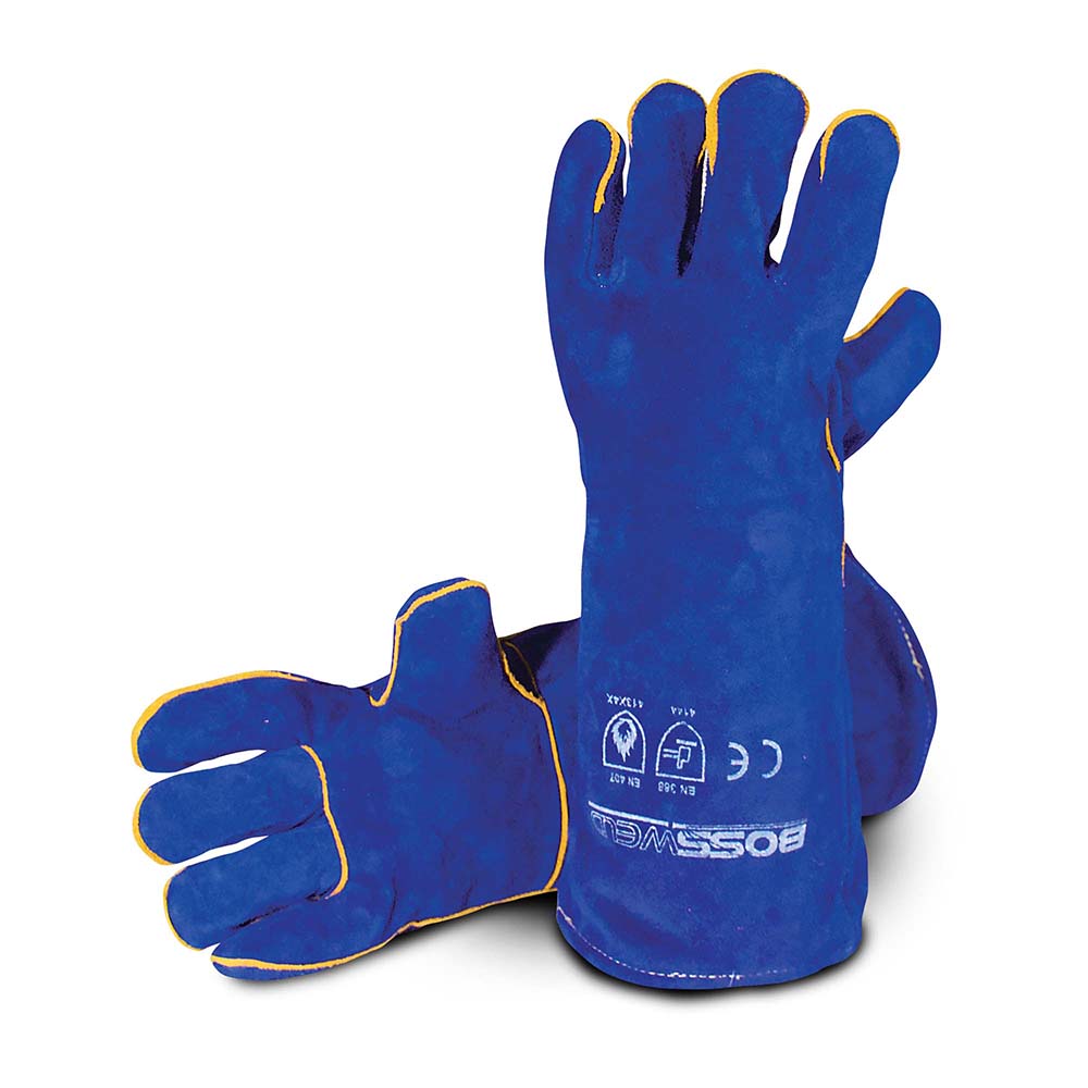 BOSSWELD BLUE KEVLAR STITCHED WELDERS GAUNTLETS - Austech - AusTech