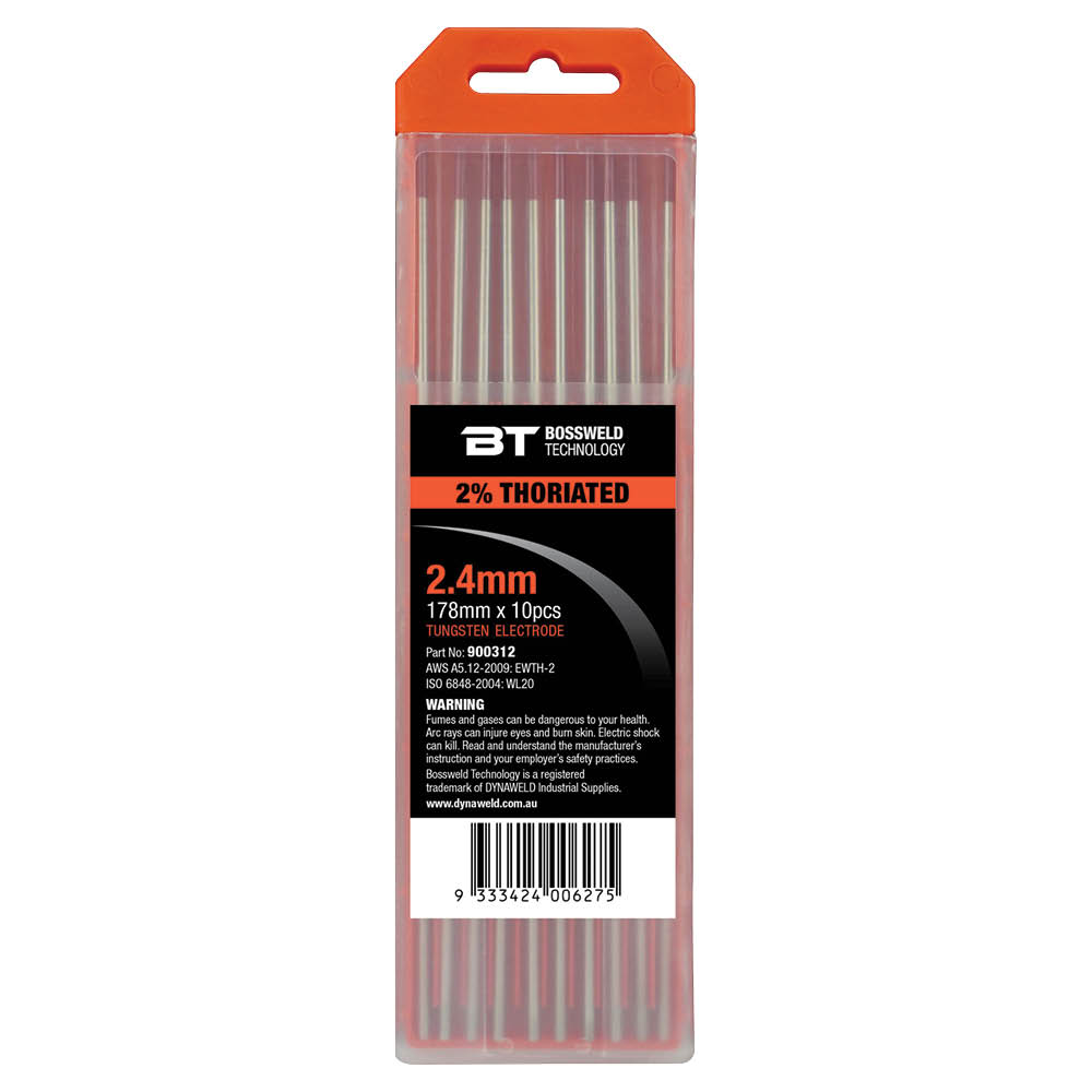 BOSSWELD 2% THORIATED TUNGSTEN 2.4MM X 178MM (PKT 10) - Austech - AusTech