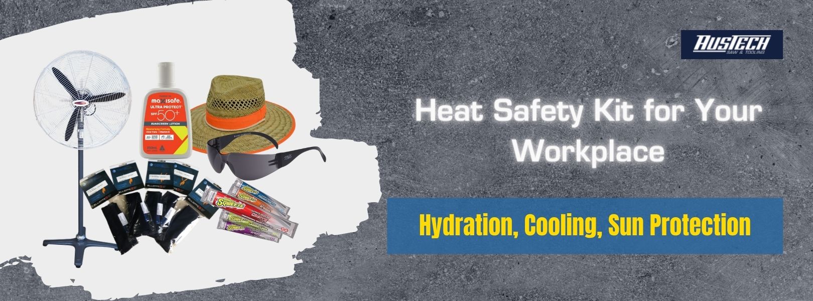 Heat safety kits for hydration, cooling and sun protection - AusTech